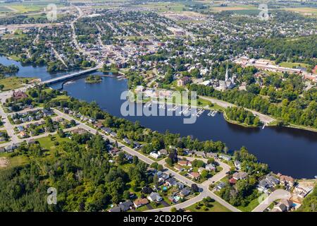 An aerial view of the town of Arnprior, on the Ottawa River Stock Photo ...