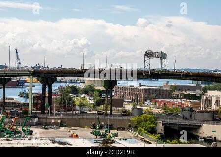 Industrial landscape in the New York borough of the Bronx Stock Photo ...