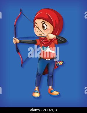 Female muslim archer character illustration Stock Vector Image & Art ...