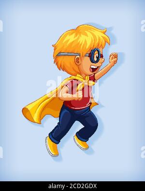 Boy wearing superhero with stranglehold in standing position cartoon ...