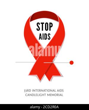 flat red aids day ribbon Stock Vector Image & Art - Alamy