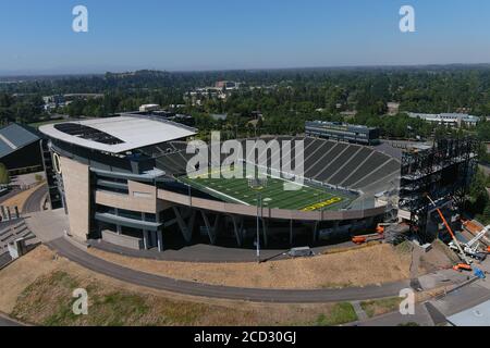 An aerial view of Autzen Stadium on the campus of the University of ...