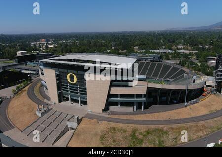 A general overall aerial view of Autzen Stadium, the home of the Oregon ...