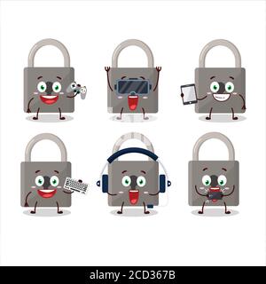 Locker cartoon character are playing games with various cute emoticons ...
