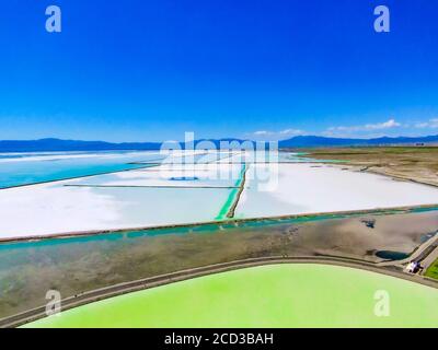 An aerial view of the Chaka Salt Lake (Caka Salt Lake), known as the ...
