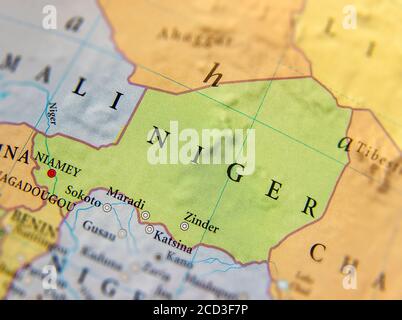 Geographic map of Niger with important cities Stock Photo - Alamy