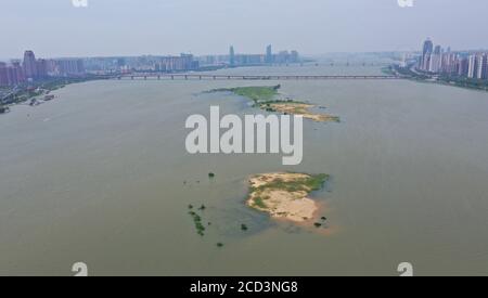 Aerial view of some of the inner islands and lands submerged by the ...