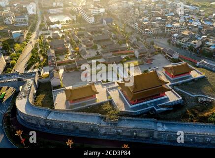 --FILE--An aerial view of ancient-style buildings forming a palace ...