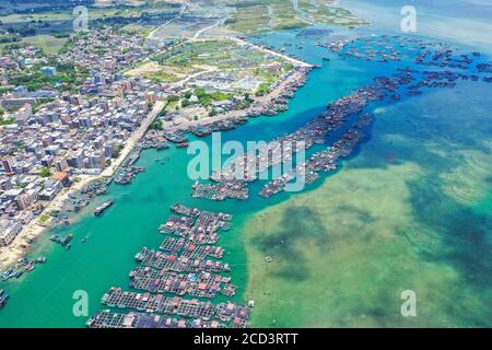 Aerial view of the houses of Tanka people, an ethnic group in Southern ...