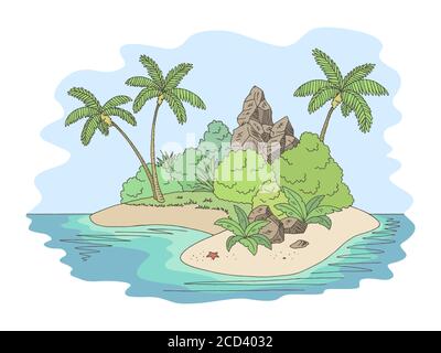 Island graphic color landscape sketch illustration vector Stock Vector ...