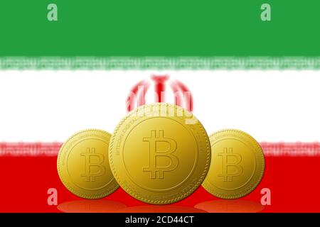 Iran bitcoin background. Cryptocurrency coin with map. 3D Rendering ...