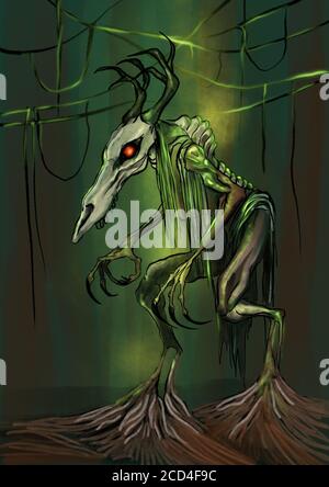 illustration of a spooky Wendigo cryptid monster Stock Photo - Alamy