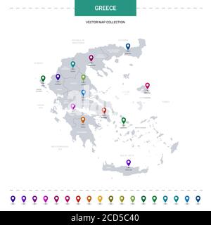 Location of Greece on the world map, marked with Greece flag pin ...