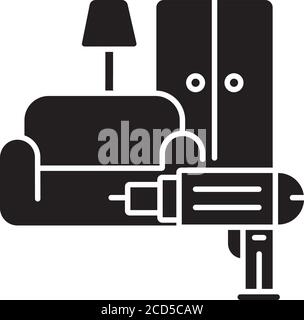 Furniture assembly. Handyman, carpenter, furniture installer assembling ...