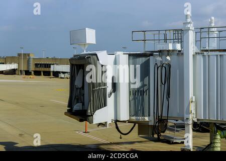 Airport equipment, airbridge, passenger boarding bridge and steps ...