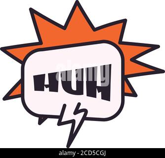 huh bubble line and fill style icon design of pop art retro expression ...