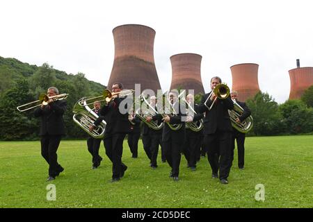 Jackfield Brass Band and the Ironbridge Power Station cooling towers ...