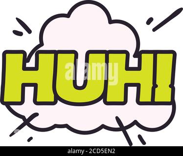 huh bubble line and fill style icon design of pop art retro expression ...