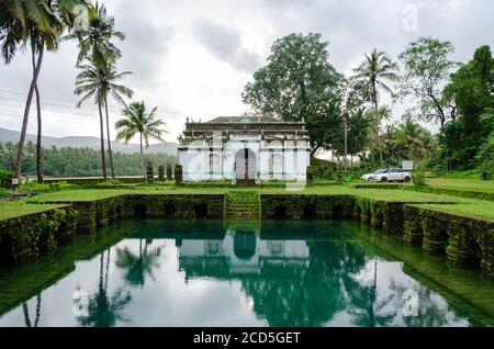 Beautiful view of Surla Mosque and Tank during monsoon season at Surla ...
