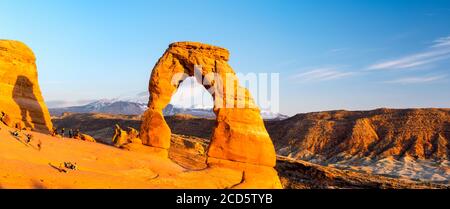 Desert rock arches from Arches National Park in the US state of Utah ...