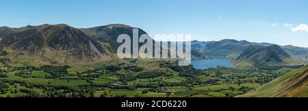 Grasmoor with Loweswater and Crummock Water from the flank of Burnbank ...