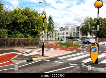 Inner cycle only lane leading to the roundabout. Britain's first Dutch ...