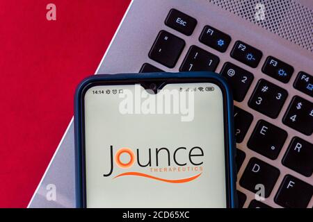 In this photo illustration, the Jounce Therapeutics logo is seen ...