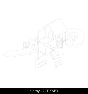 Isometric 3D outdoor kids playground vector cartoon elements isolated ...