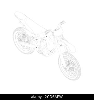 Contour of a sports motorcycle from black lines isolated on a white ...