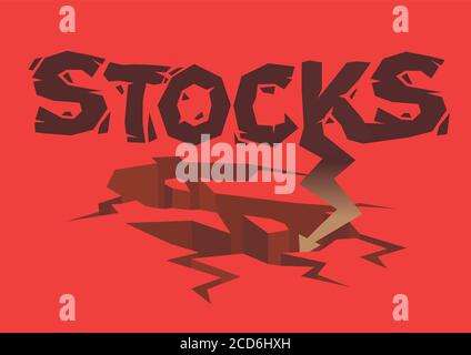 Stock market crashing down arrow and falling from graph breaking ...