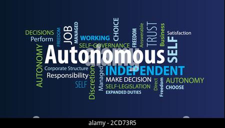 Illustration of words related to autonomy in different sizes isolated ...