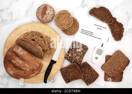 Low glycemic bread selection for diabetics with corresponding list ...