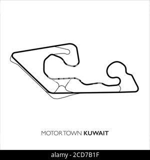 Motor town circuit, Kuwait. Motorsport race track vector map Stock ...