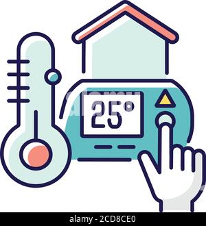 Cartoon thermostat. Smart home heating and cooling controller ...