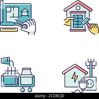 Foundation line icons collection. Base, Bedrock, Support, Groundwork ...