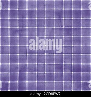 Watercolor stripe plaid seamless pattern. Black gray stripes on white ...