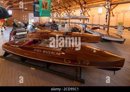 New York, Clayton, Antique Boat Museum. Vintage Chris-Craft collection. Vintage 1942 De Luxe ...