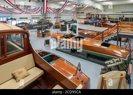 New York, Clayton, Antique Boat Museum. Vintage Chris-Craft collection. Vintage 1942 De Luxe ...
