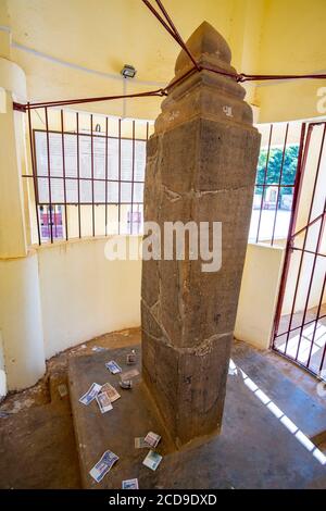A stone with Myazedi Inscription in four languages: Burmese, Pyu, Mon ...