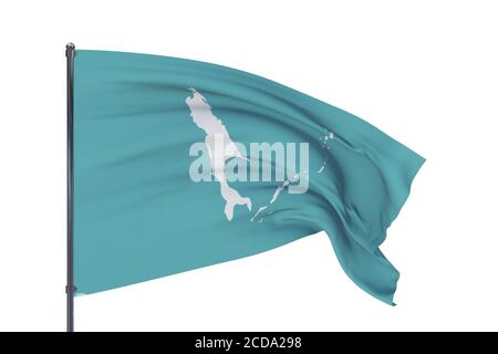 3D Flag of Sakhalin Oblast, Russia. 3D Illustration Stock Photo - Alamy