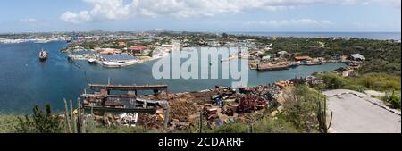 A metal recycling area in the harbor of Willemstad, capital of the ...