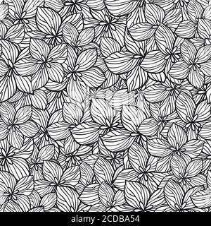 Vintage line art abstract nature ornamental seamless pattern Stock ...