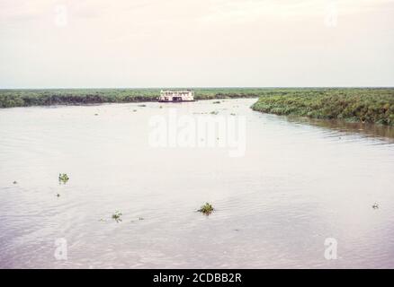 South Sudan. Nile River Transport, Villagers at Third Stop between Juba ...