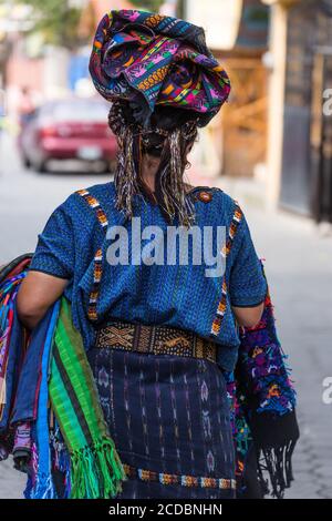 A Mayan woman from San Antonio Palopo, Guatemala, in traditional dress ...