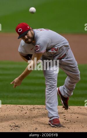 Cincinnati Reds pitcher Wade Miley throws against the Detroit Tigers in ...