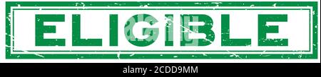 Grunge green qualified word with right check mark icon square rubber seal stamp on white ...
