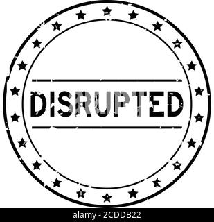 disrupted stamp. round grunge sign with ribbon Stock Vector Image & Art ...