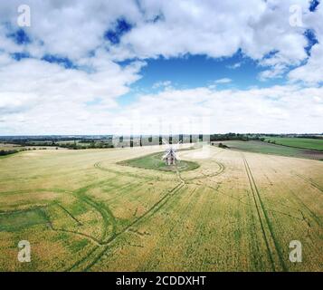 A beautiful view of a Chesterton Windmill in the yellow dry field Stock ...