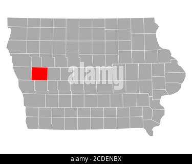 Map of Crawford County, Iowa Stock Photo - Alamy