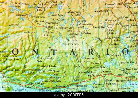 Geographic Ontario map close Stock Photo - Alamy